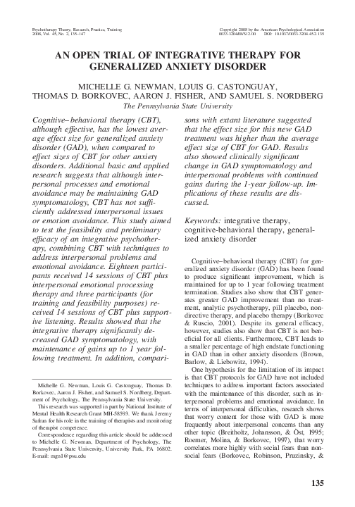 (PDF) Cognitive-Behavioral Therapy for Generalized Anxiety Disorder ...