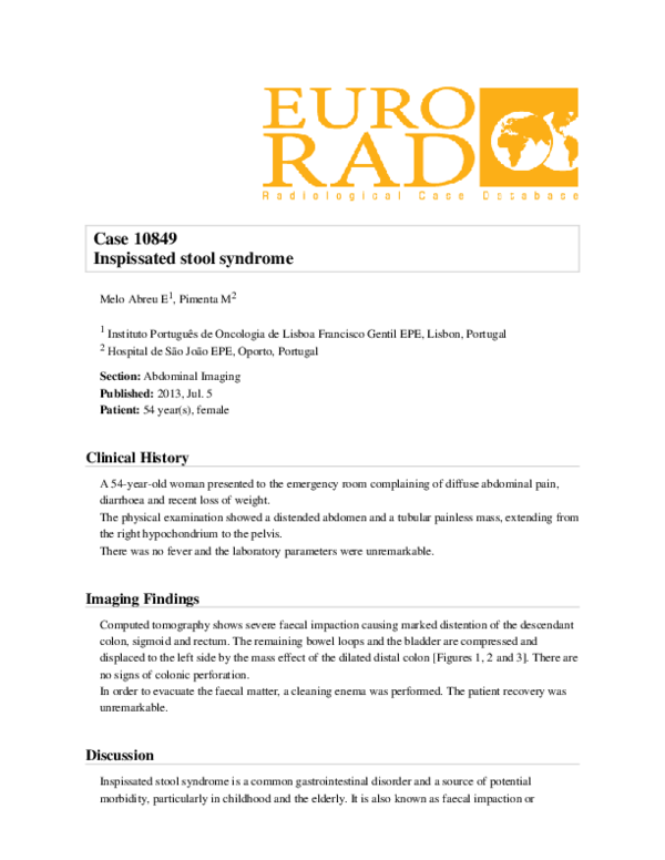 (PDF) Case 10849 - Inspissated stool syndrome | Madalena Pimenta and ...