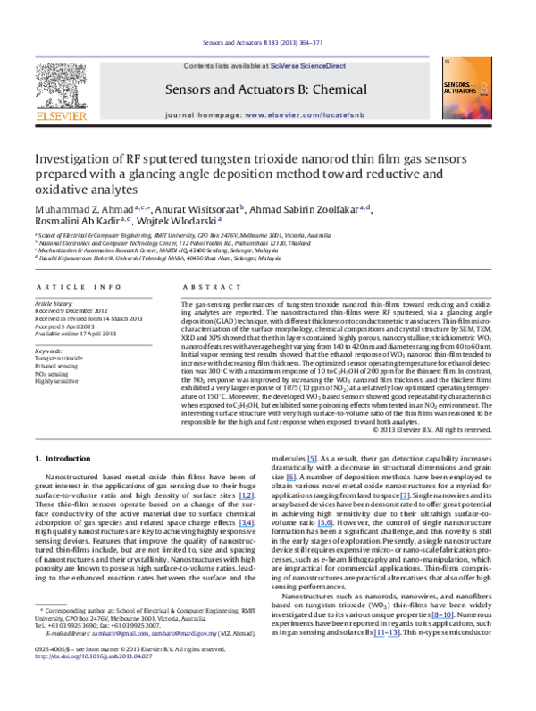 (PDF) Investigation of RF sputtered tungsten trioxide nanorod thin film ...