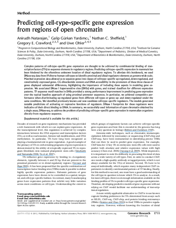 (PDF) Predicting cell-type-specific gene expression from regions of ...