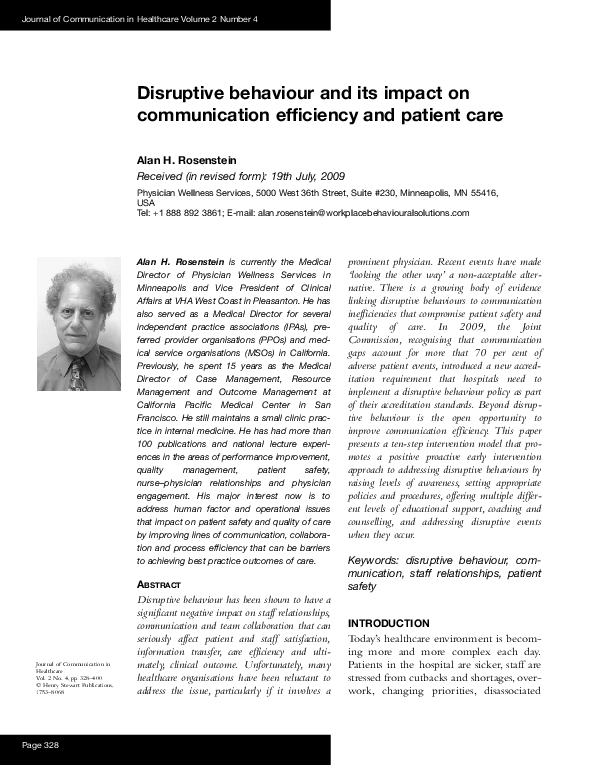 (PDF) Disruptive behaviour and its impact on communication efficiency ...