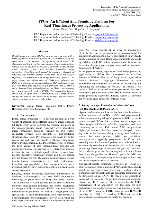 Pdf Fpgaan Efficient And Promising Platform For Real Time Image Processing Applications