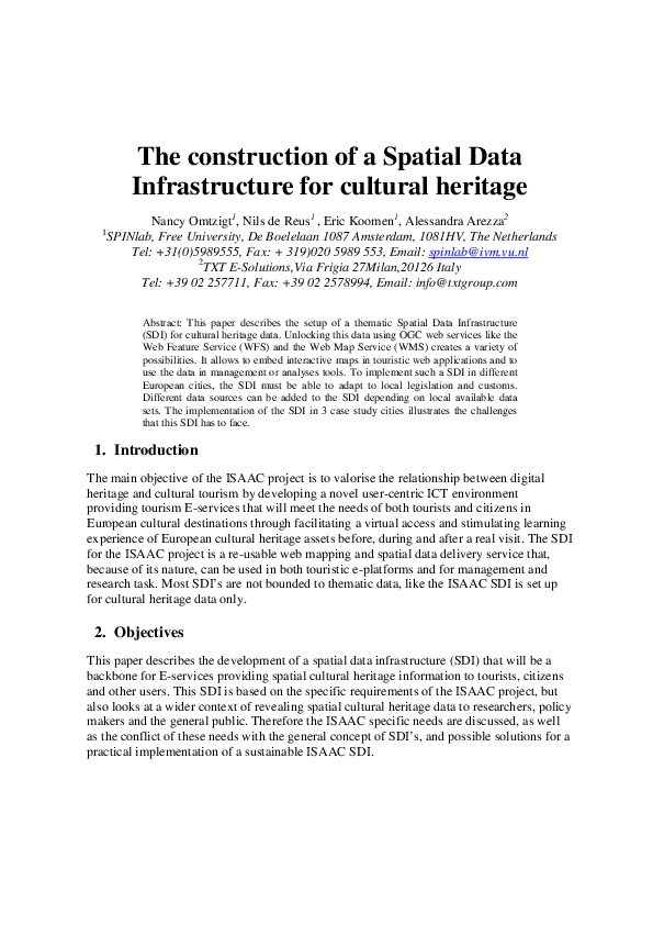 (PDF) The construction of a Spatial Data Infrastructure for cultural ...