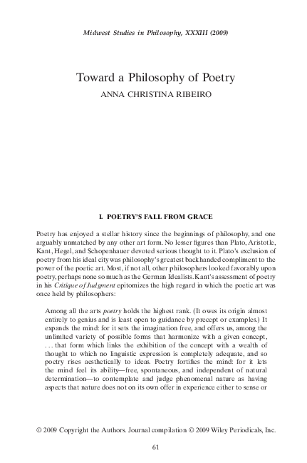 (PDF) Toward a Philosophy of Poetry