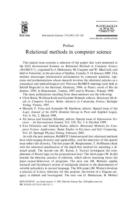 (PDF) Relational methods in computer science