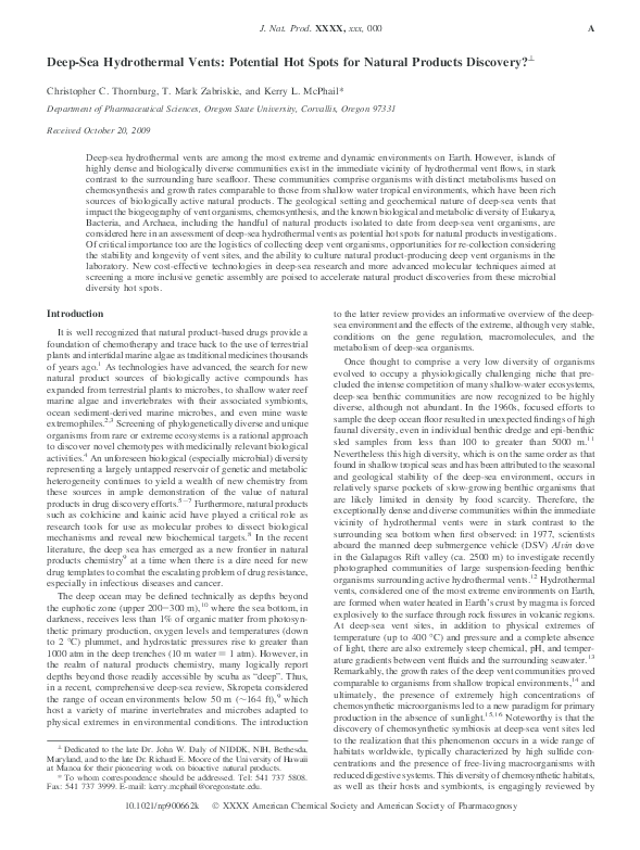 Deep-Sea Hydrothermal Vents: Potential Hot Spots for Natural Products ...