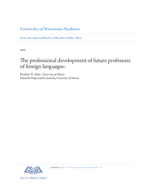 (PDF) The Professional Development of Future Professors of Foreign ...