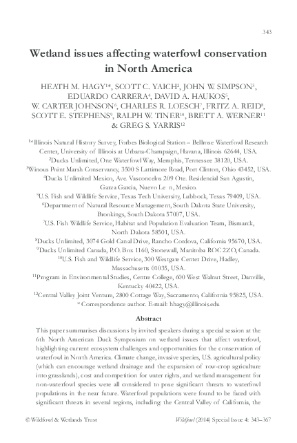 (PDF) Wetland issues affecting waterfowl conservation in North America