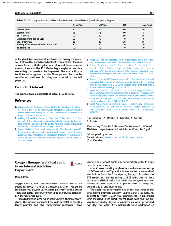 (PDF) Oxygen therapy: a clinical audit in an Internal Medicine Department
