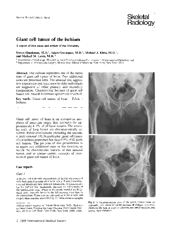 (PDF) Giant cell tumor of the ischium