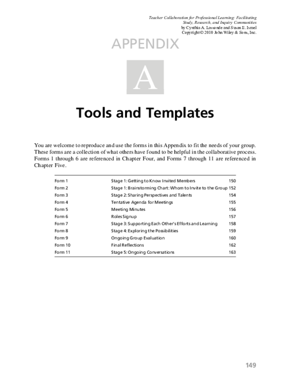 (PDF) Appendix A: Tools and Templates