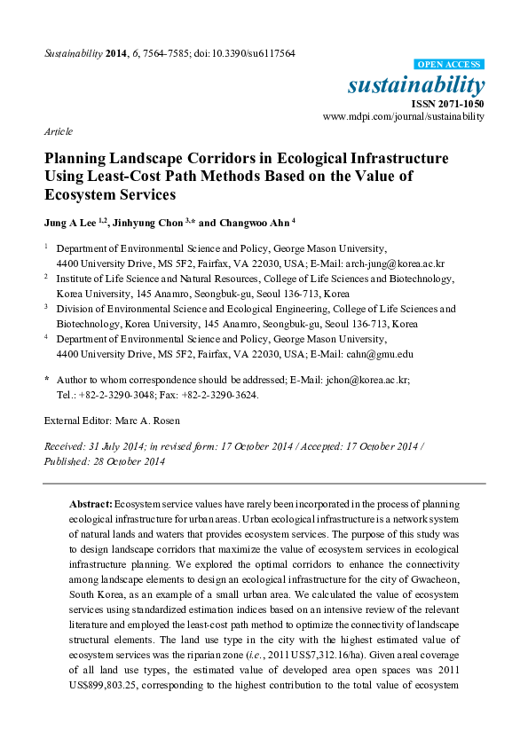 (PDF) Planning Landscape Corridors in Ecological Infrastructure Using ...