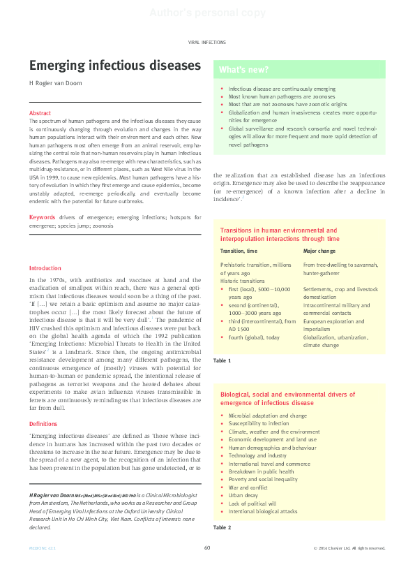 (PDF) Emerging infectious diseases