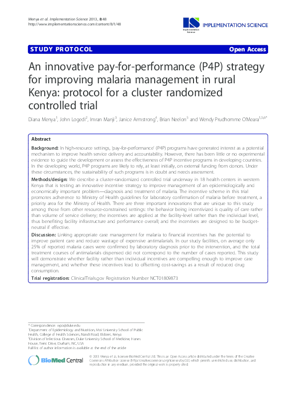 (PDF) An innovative pay-for-performance (P4P) strategy for improving ...