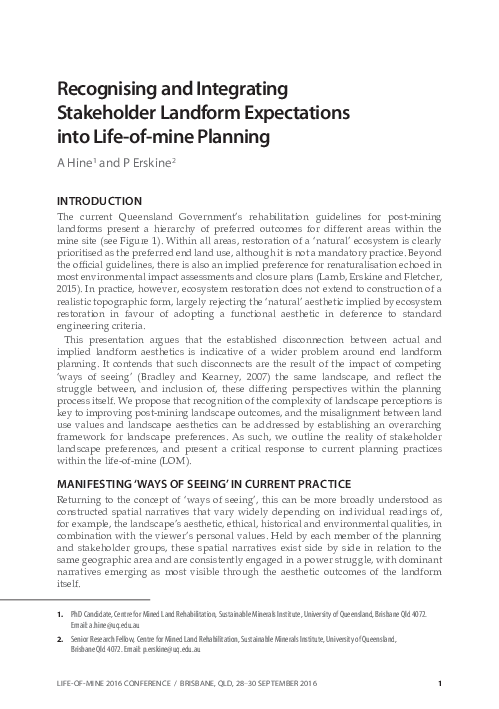 (PDF) Recognising and Integrating Stakeholder Landform Expectations ...