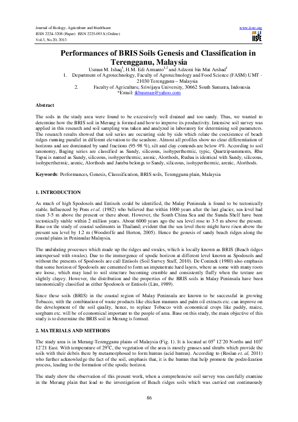 (PDF) Performances of BRIS Soils Genesis and Classification in ...