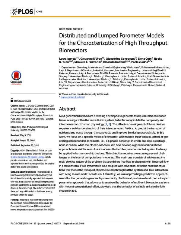 (PDF) Distributed and Lumped Parameter Models for the Characterization of High Throughput ...