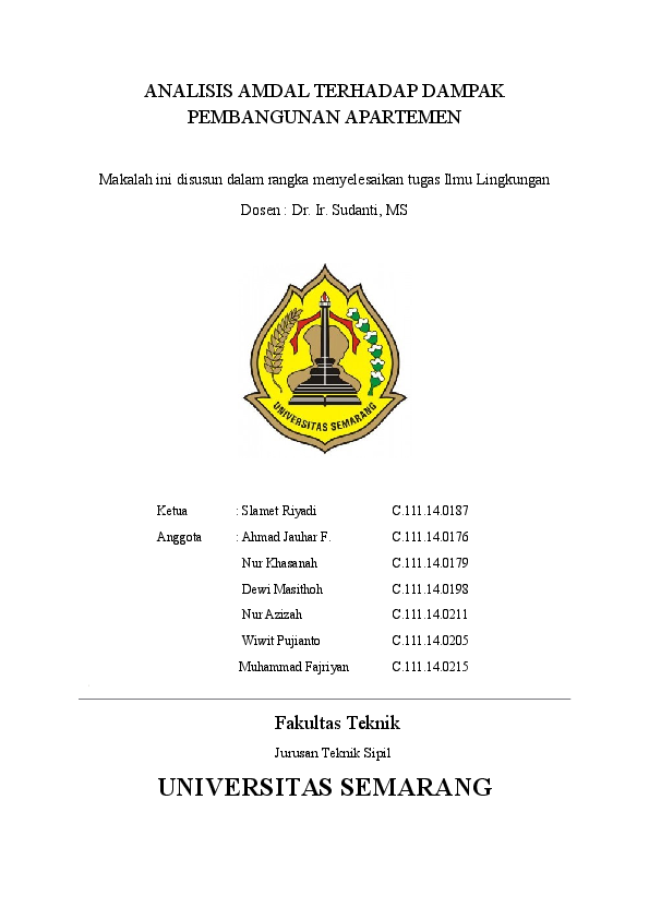 (DOC) ANALISIS AMDAL TERHADAP DAMPAK PEMBANGUNAN APARTEMEN