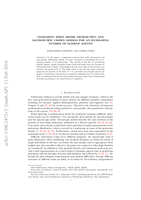 (PDF) Bridging discrete and continuous differential models of crowd dynamics: A fundamental ...