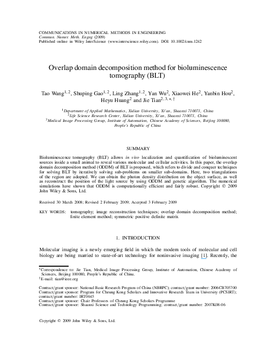 (PDF) Overlap domain decomposition method for bioluminescence ...