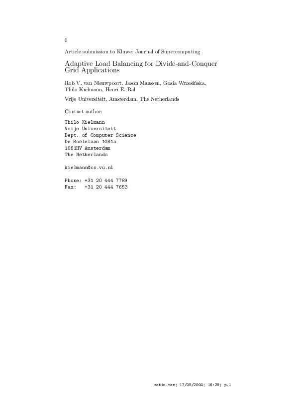 (PDF) Adaptive Load Balancing for Divide-and-Conquer Grid Applications