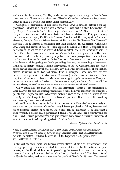 (PDF) Review of "The Shape and Shaping of the Book of Psalms" | David ...