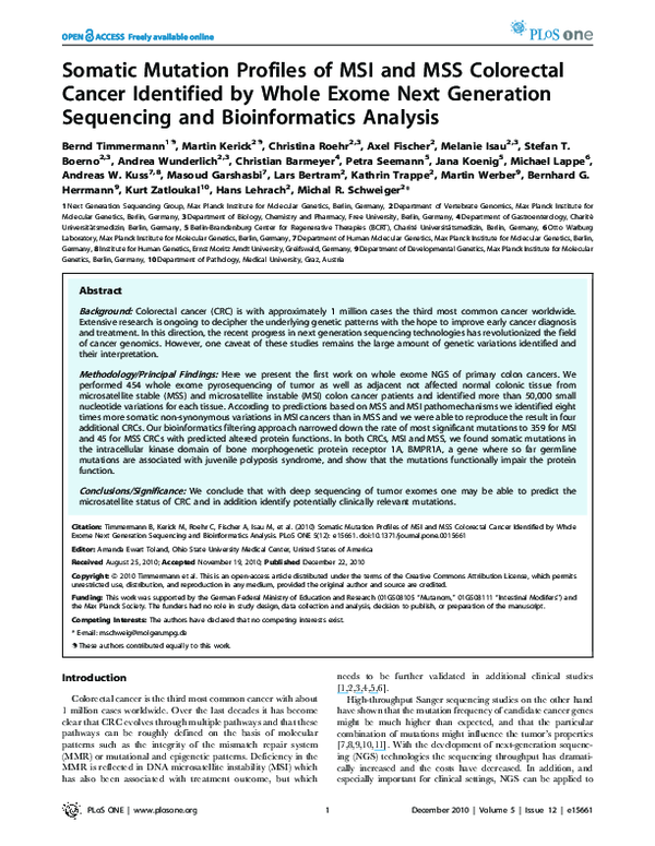 (PDF) Somatic Mutation Profiles of MSI and MSS Colorectal Cancer ...