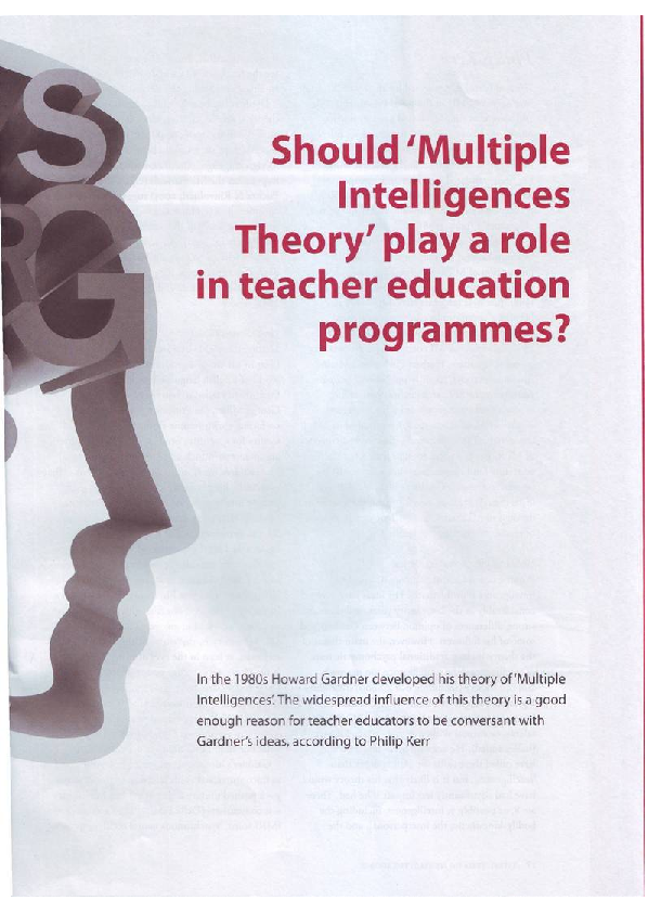 (PDF) Should Multiple Intelligences Theory play a role in teacher ...