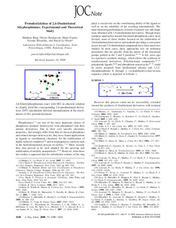 (PDF) Protodesilylation of 2,6-Disubstituted Silyphosphinines ...