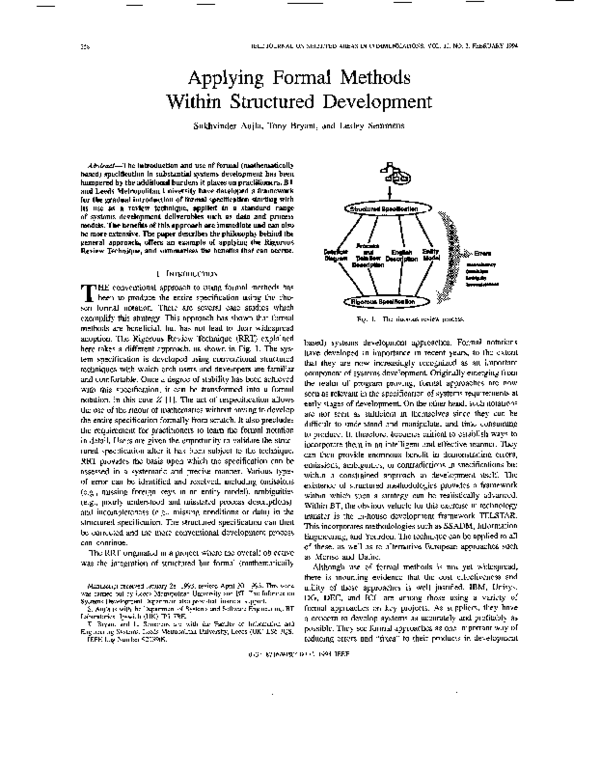 (PDF) Applying formal methods within structured development