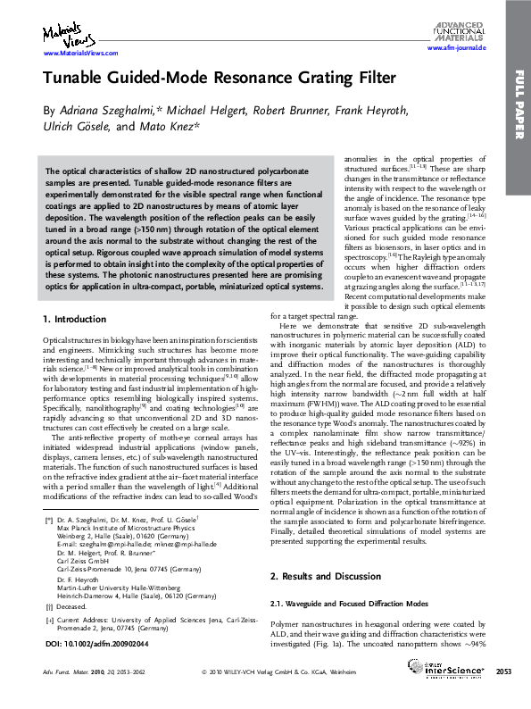 (PDF) Tunable Guided-Mode Resonance Grating Filter