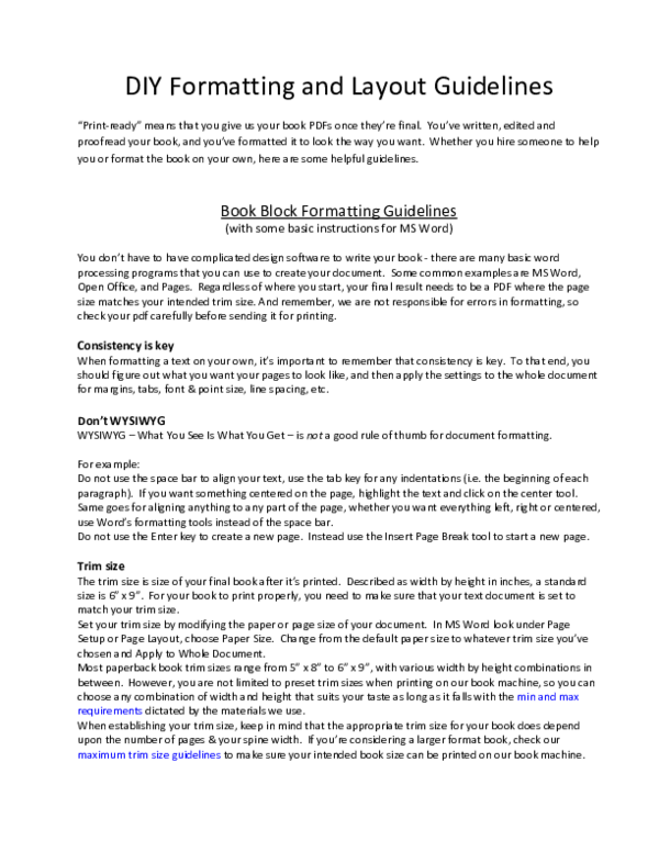 (PDF) DIY Formatting and Layout Guidelines