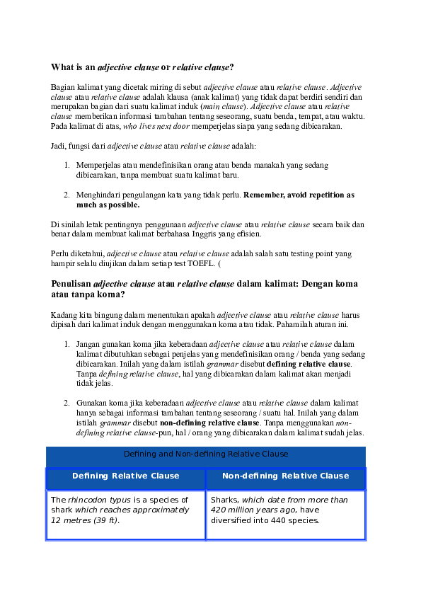 (DOC) Adjective clause