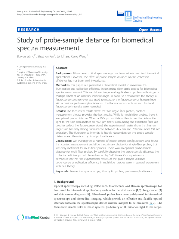 (PDF) Study of probe-sample distance for biomedical spectra measurement
