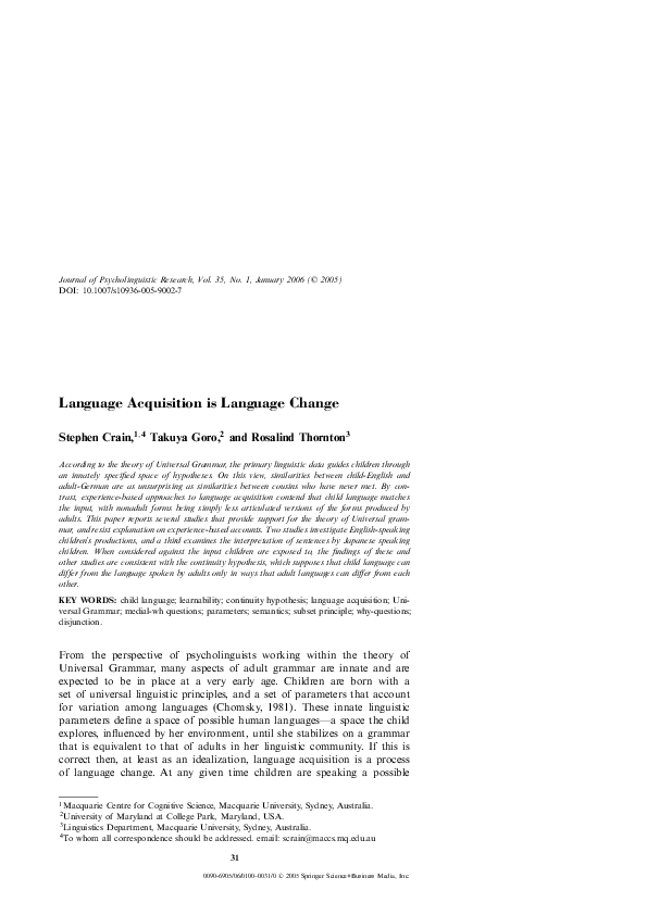 (PDF) Language Acquisition is Language Change