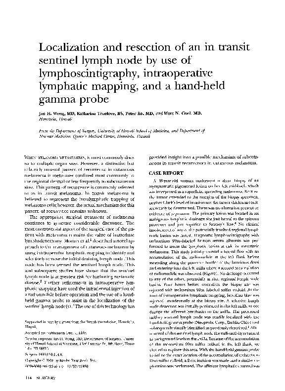 (PDF) Localization and resection of an in transit sentinel lymph node by use of ...