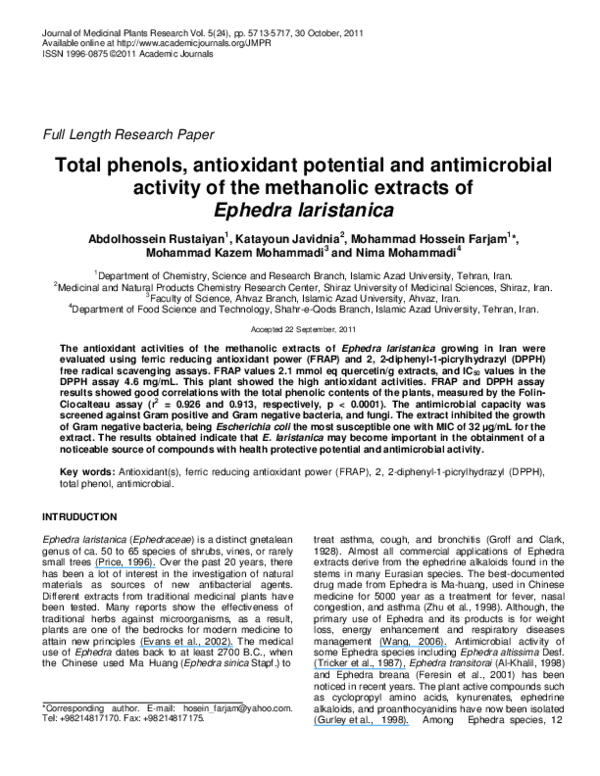 (PDF) Total phenols, antioxidant potential and antimicrobial activity of walnut (Juglans regia L ...