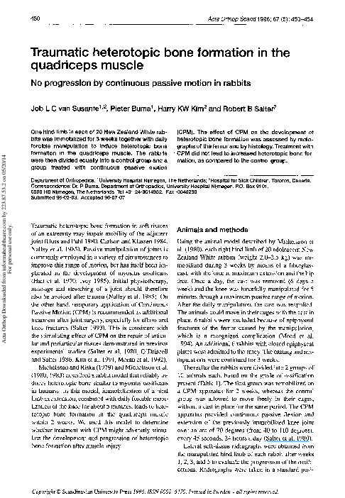 (PDF) Traumatic heterotopic bone formation in the quadriceps muscle: No ...