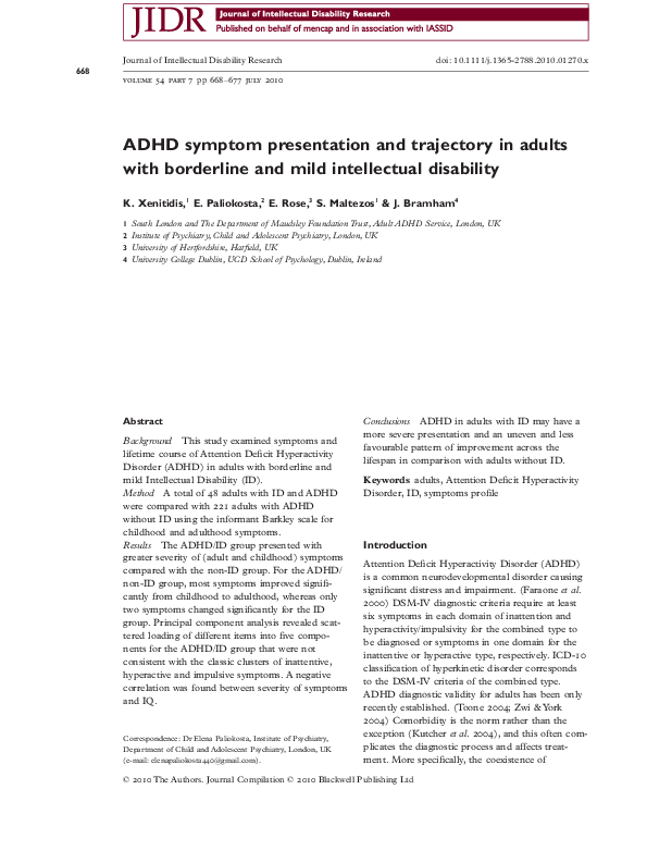 (PDF) ADHD symptom presentation and trajectory in adults with ...