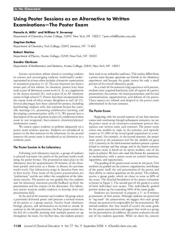 (PDF) Using Poster Sessions as an Alternative to Written Examination ...
