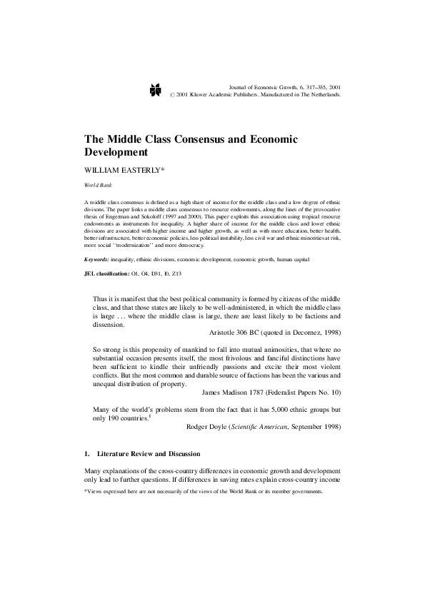 (PDF) The Middle Class Consensus and Economic Development