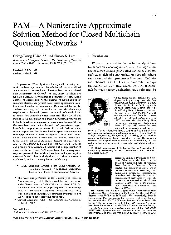 Pdf Pam A Noniterative Approximate Solution Method For Closed Multichain Queueing Networks