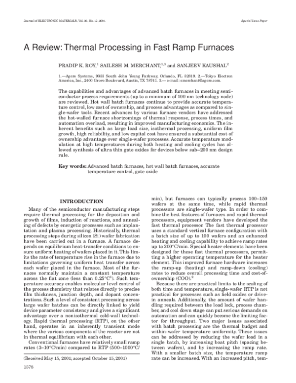(PDF) A review: Thermal processing in fast ramp furnaces