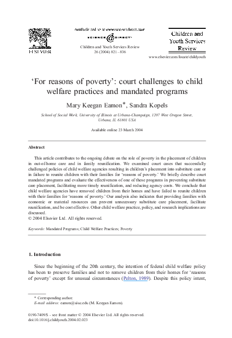 (PDF) ‘For reasons of poverty’: court challenges to child welfare ...