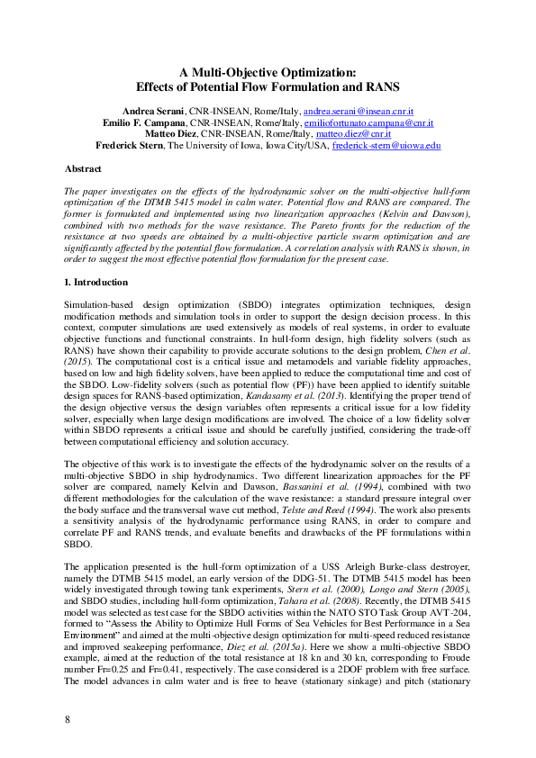 (PDF) A Multi-Objective Optimization: Effects of Potential Flow ...