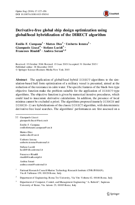 (PDF) Derivative-free global ship design optimization using global/local hybridization of the ...