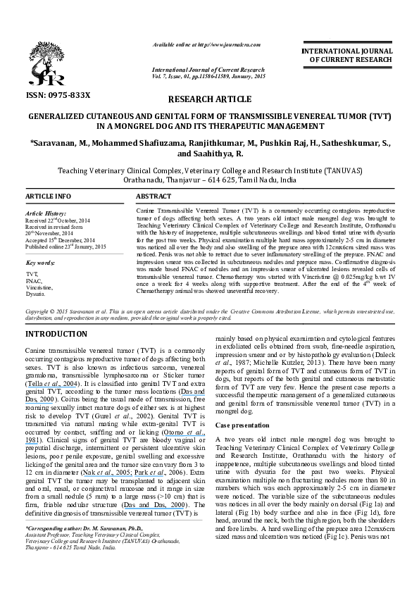 (PDF) Generalized Cutaneous and Genital Form of Transmissible Venereal ...