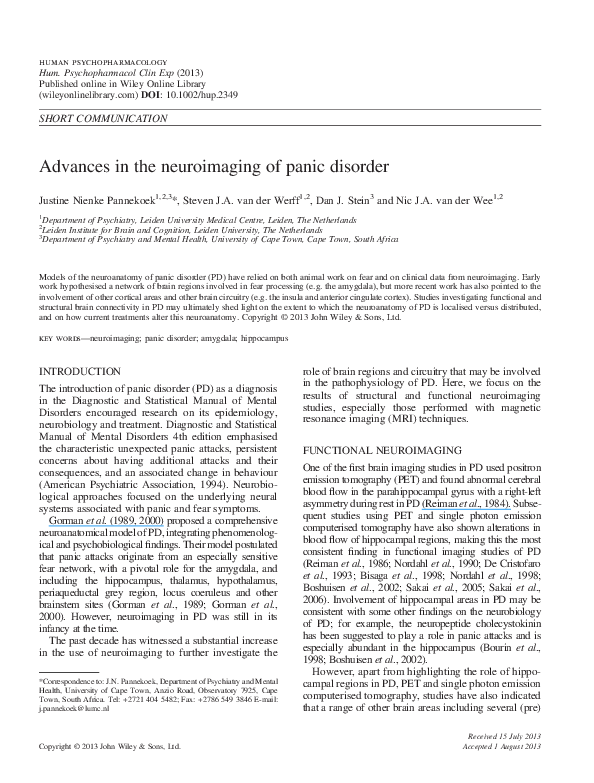 (PDF) Advances in the neuroimaging of panic disorder