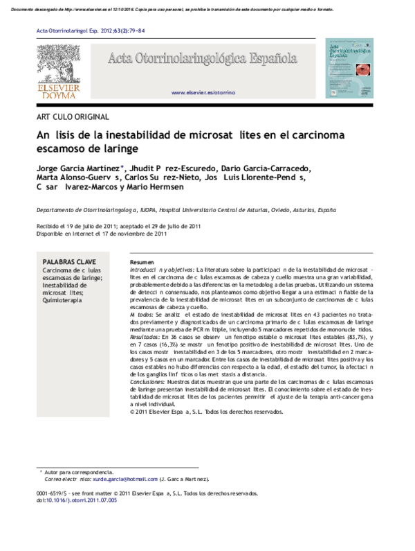 (PDF) Análisis de la inestabilidad de microsatélites mediante el ...