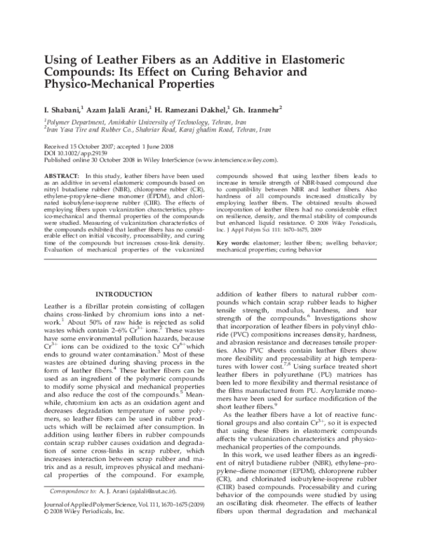 (PDF) Using of leather fibers as an additive in elastomeric compounds ...